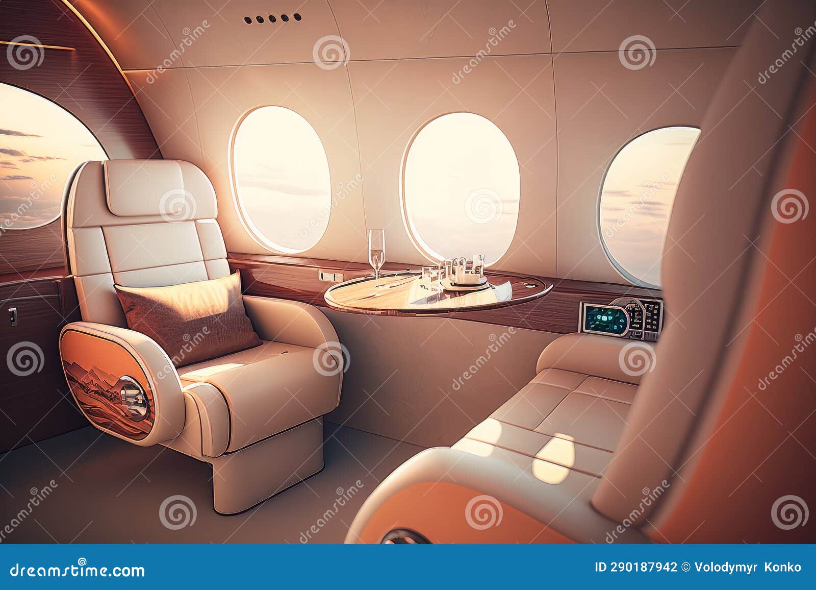 Futuristic Luxurious Corporate Plane Interior Design Generative Ai. Generative Ai Stock Photo ...