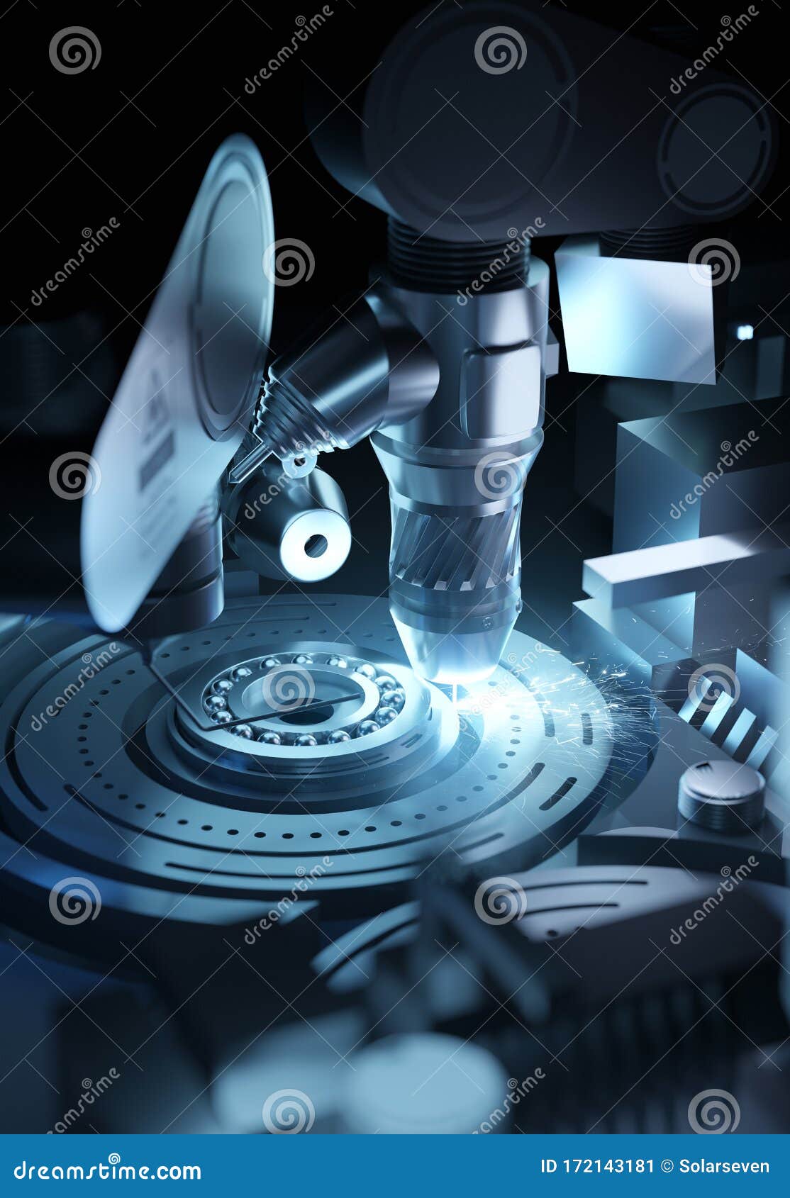 Futuristic Machine Engineering and Fabrication Stock Illustration ...