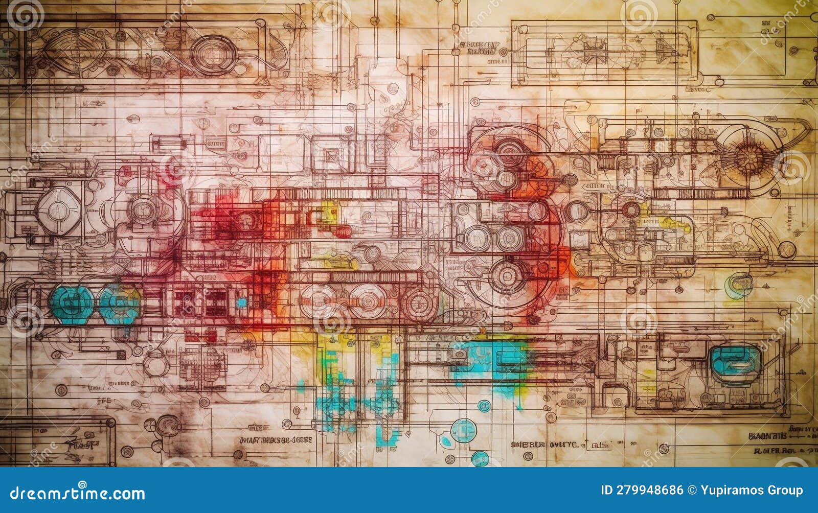 Futuristic Machinery Built Structure with Multi Colored Computer ...