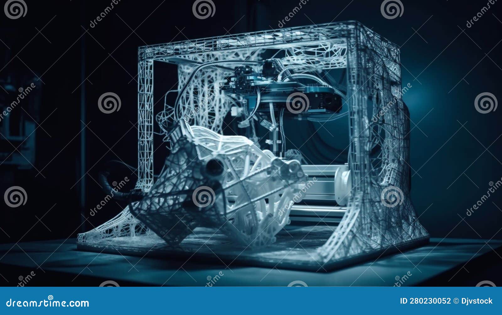 Futuristic Machinery in a Dark Workshop, Automated Metal Industry ...