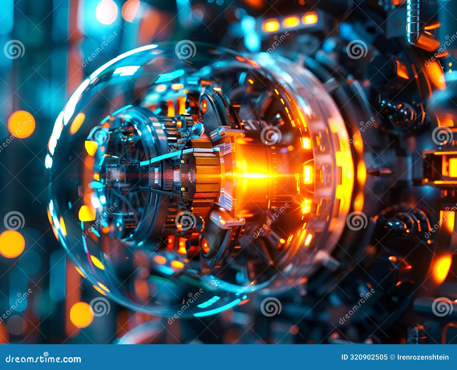 Glowing Core Inside A Nuclear Reactor. Antigravity, Magnetic Field ...