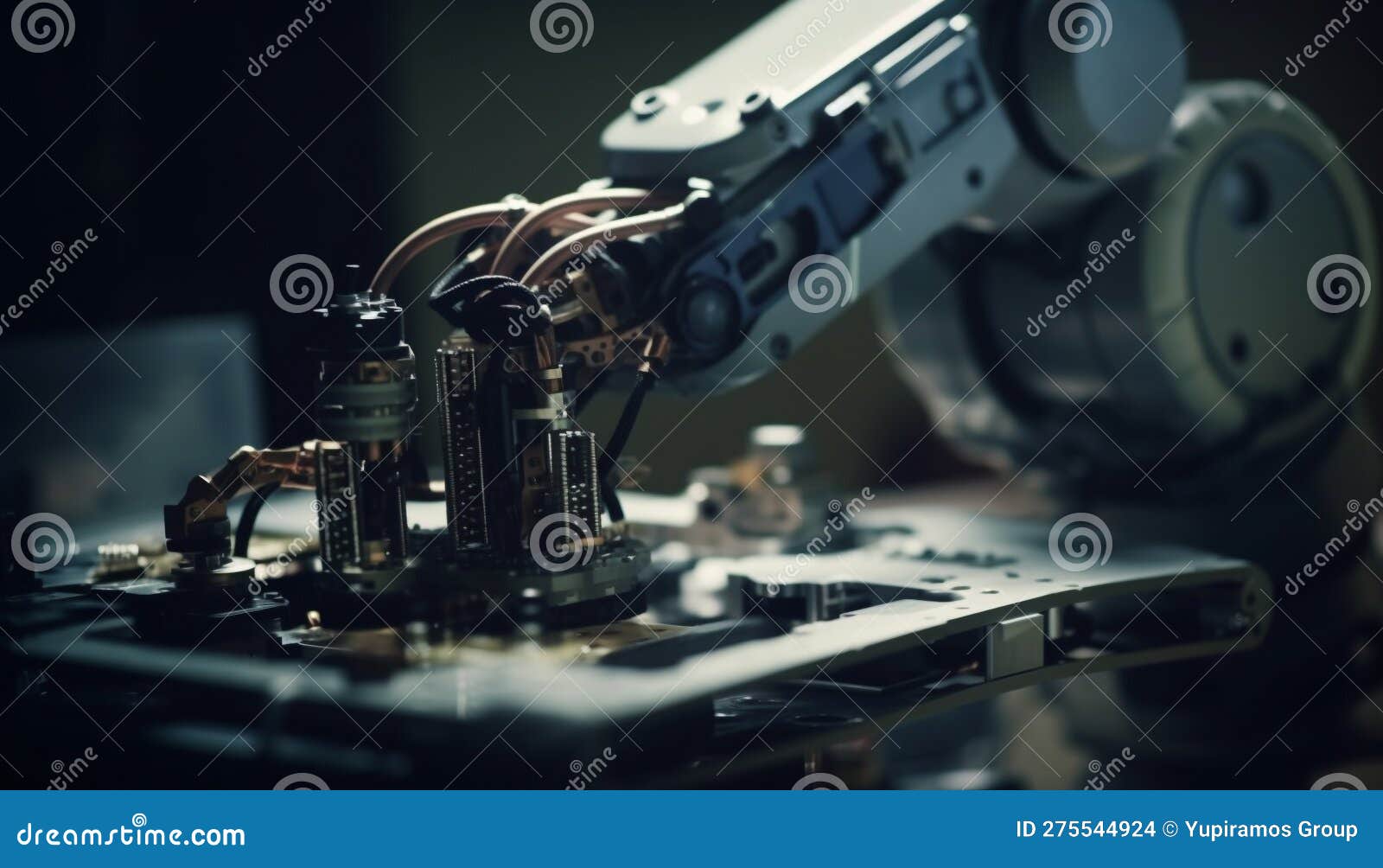 Futuristic Machinery Working on Complex Computer Chip Generated by AI ...