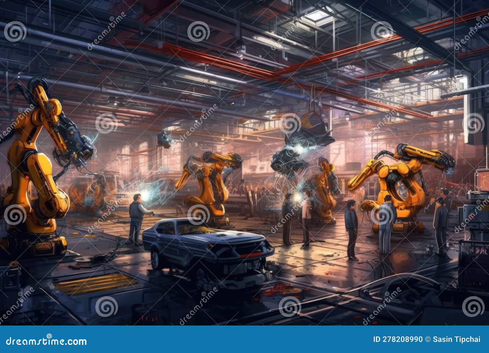 Futuristic Machines in Factory: Robots Producing Auto Parts Stock ... Futuristic Machines in Factory: Robots Producing Auto Parts Stock ...
