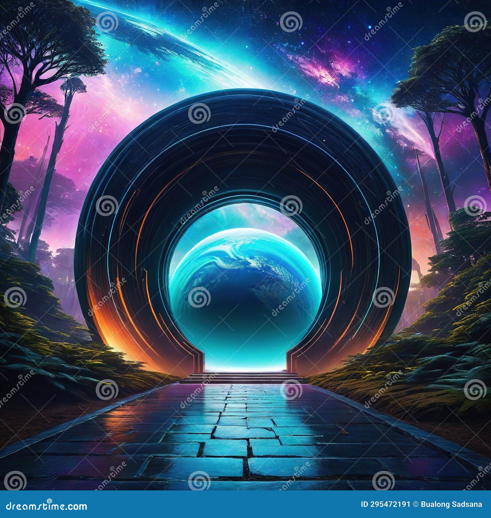 Futuristic with Magical Fantasy Concept Stock Illustration ...