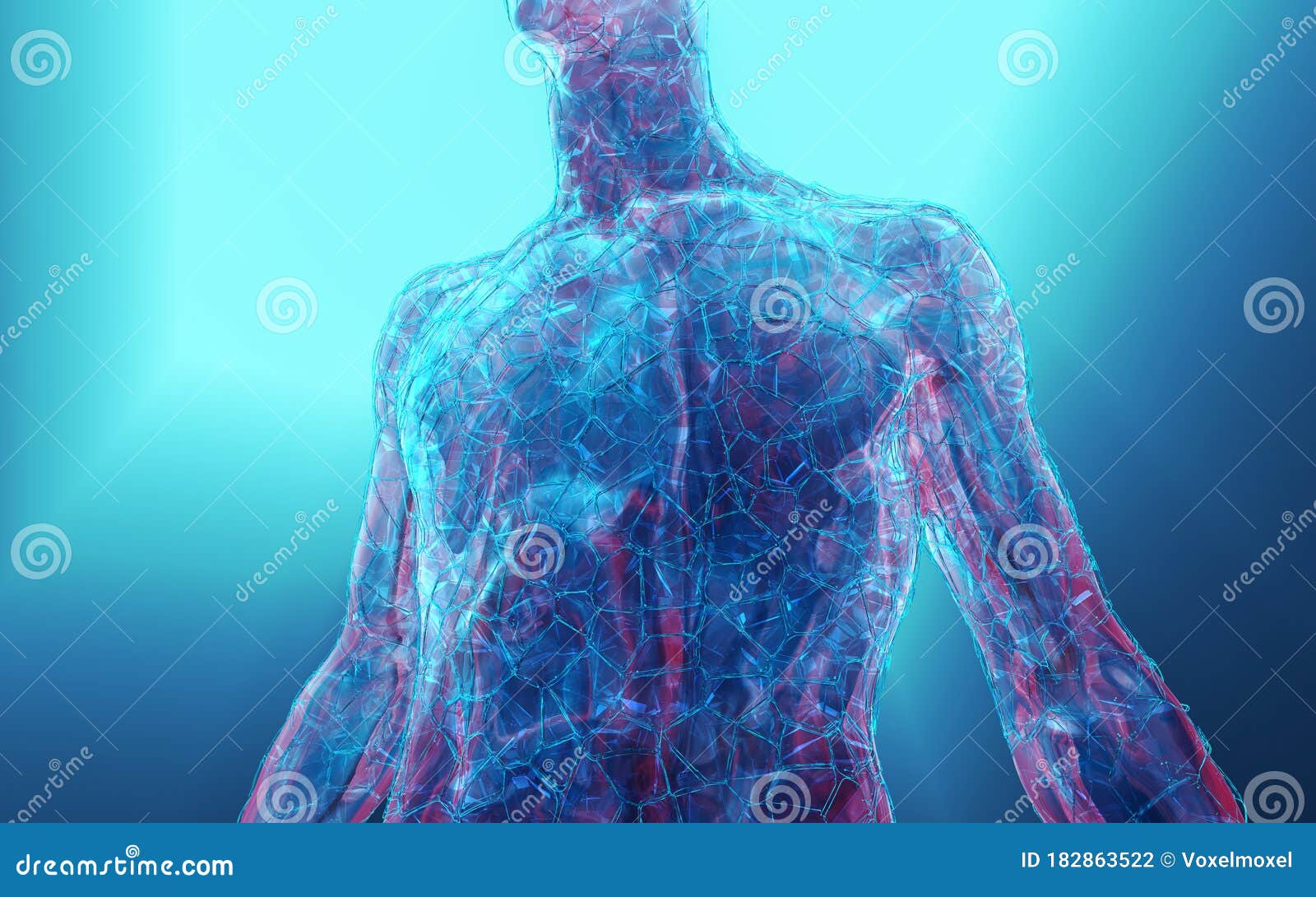 Futuristic Male Body in Bright Volumetric Light Stock Illustration ...