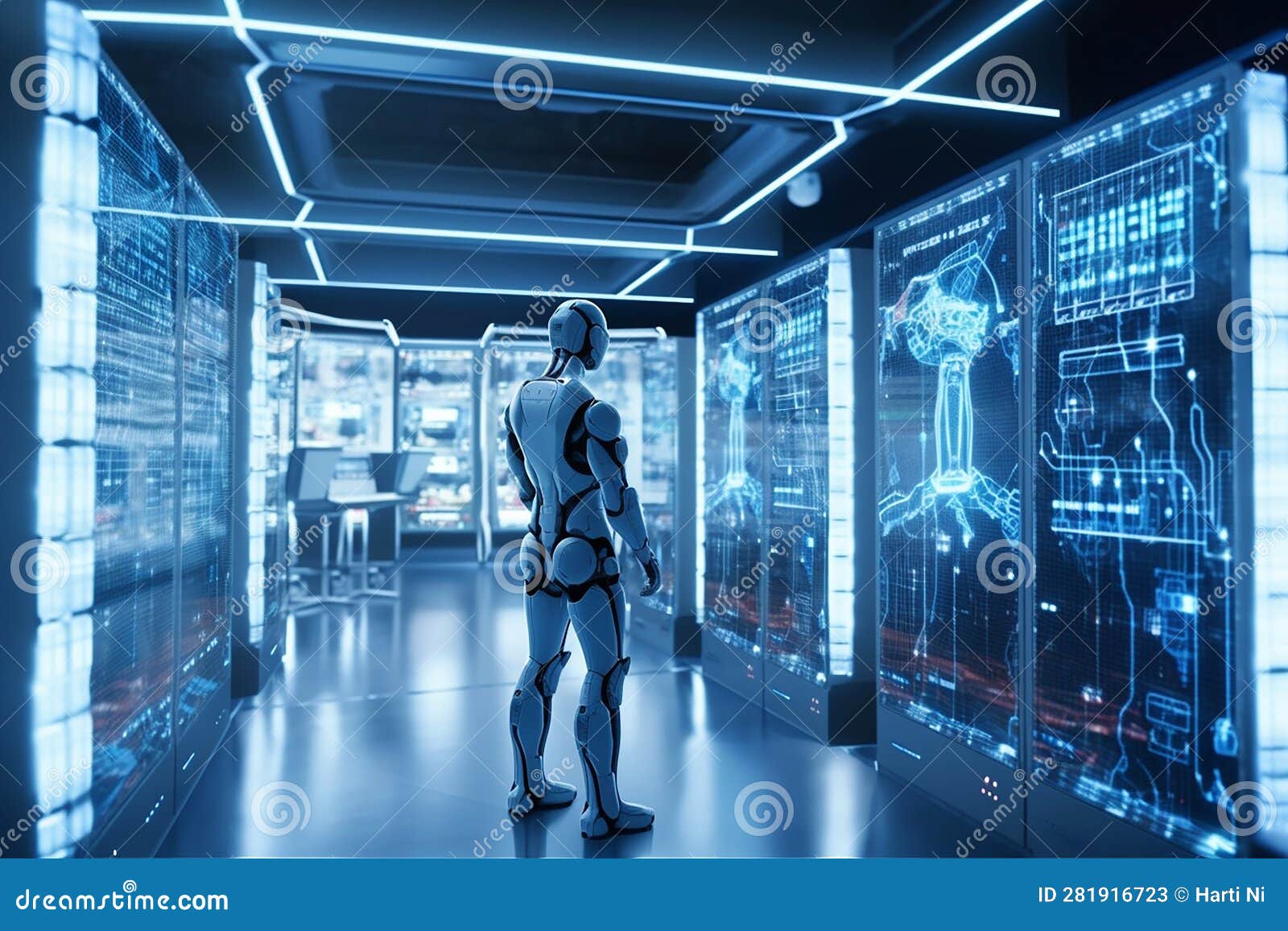 Robot, Equipped With Advanced Sensors And Artificial Intelligence, For ...