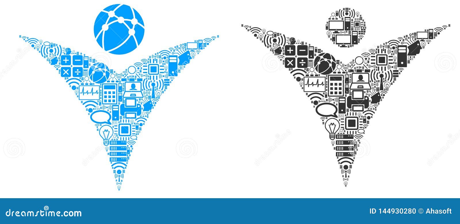 Futuristic Man Mosaic Icon For Bigdata And Computing Stock Vector