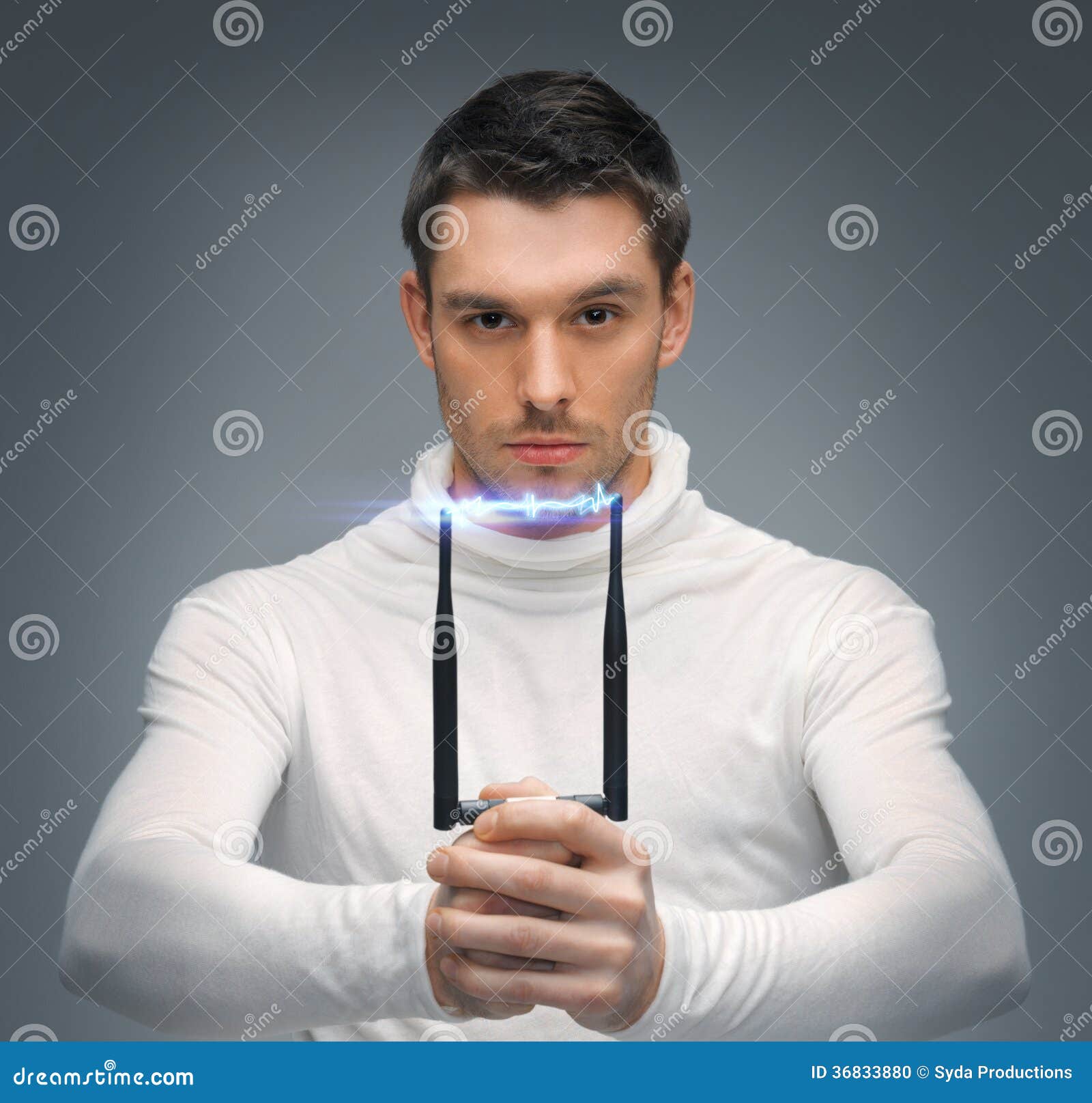 Futuristic Man with Stun Gun Stock Photo - Image of global, gadgets ...