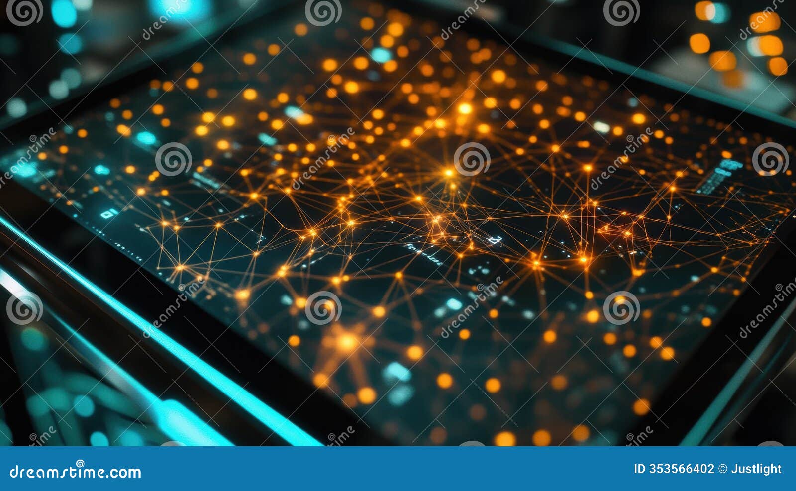 Futuristic Manufacturing Control Panel Showing Network Connections and ...