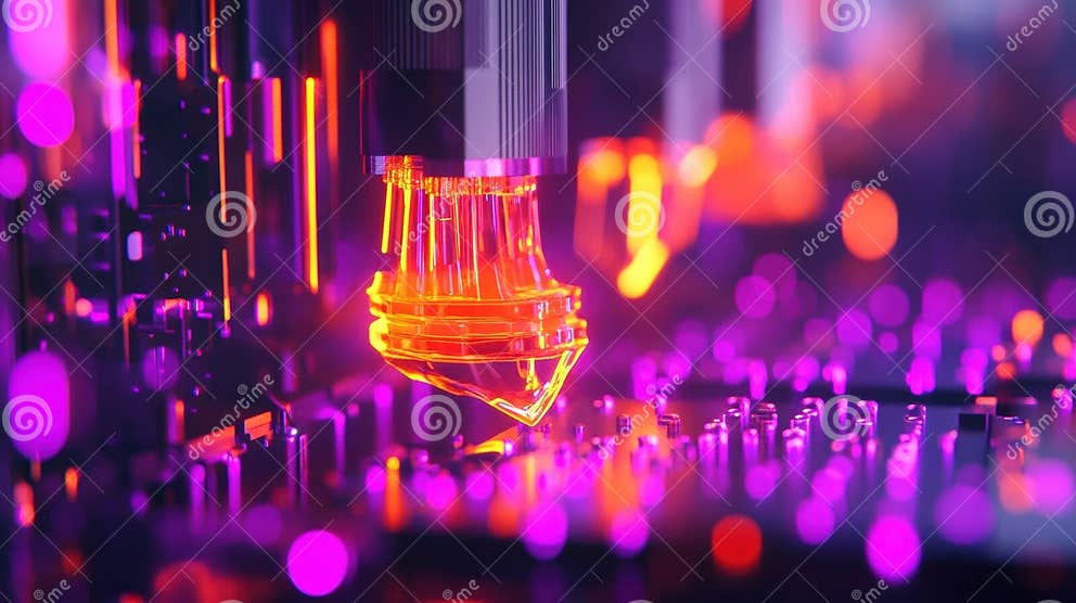 Futuristic Manufacturing Machine Constructing an Object with Laser ...