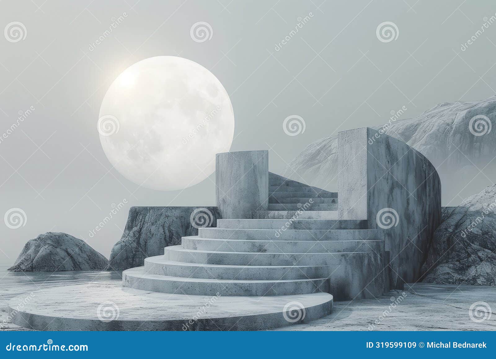 Stairs To The Moon In Fantasy World Royalty-Free Stock Photography ...
