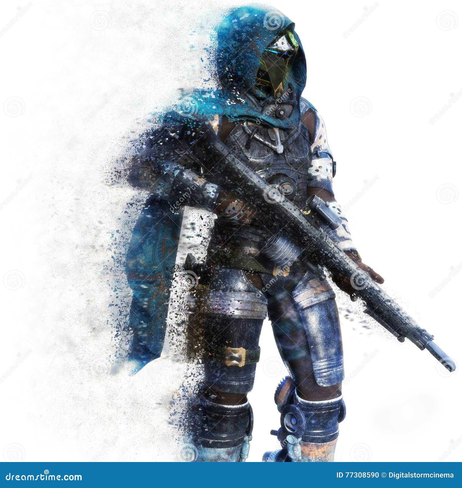 Futuristic Marine Soldier On A White Background With Splatter ...