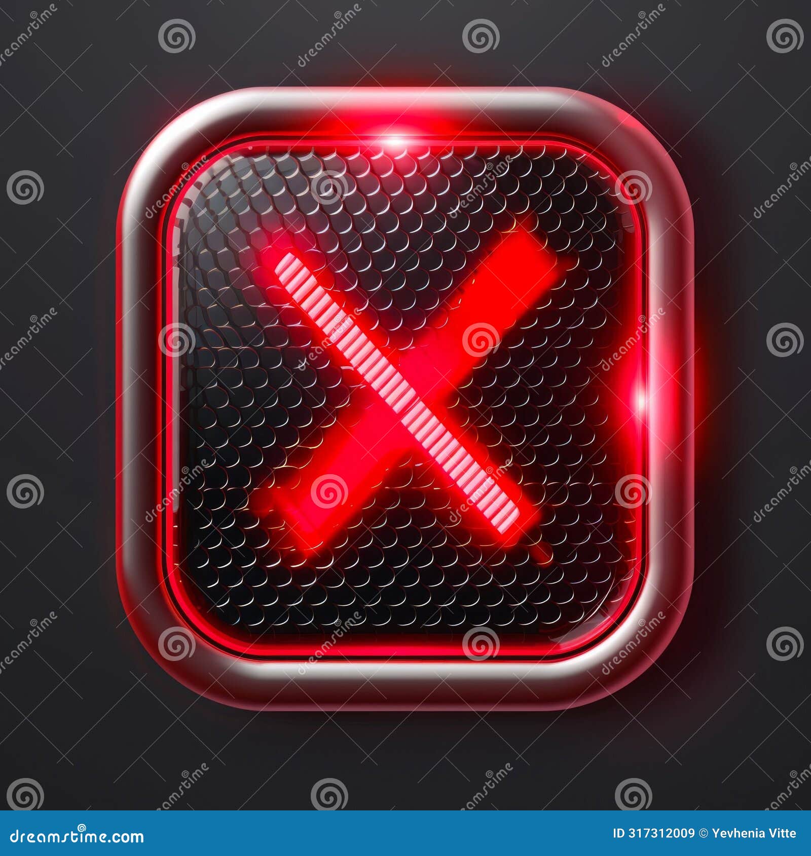 Futuristic X Mark Icon in Neon Red Light. Generative Ai Stock ...