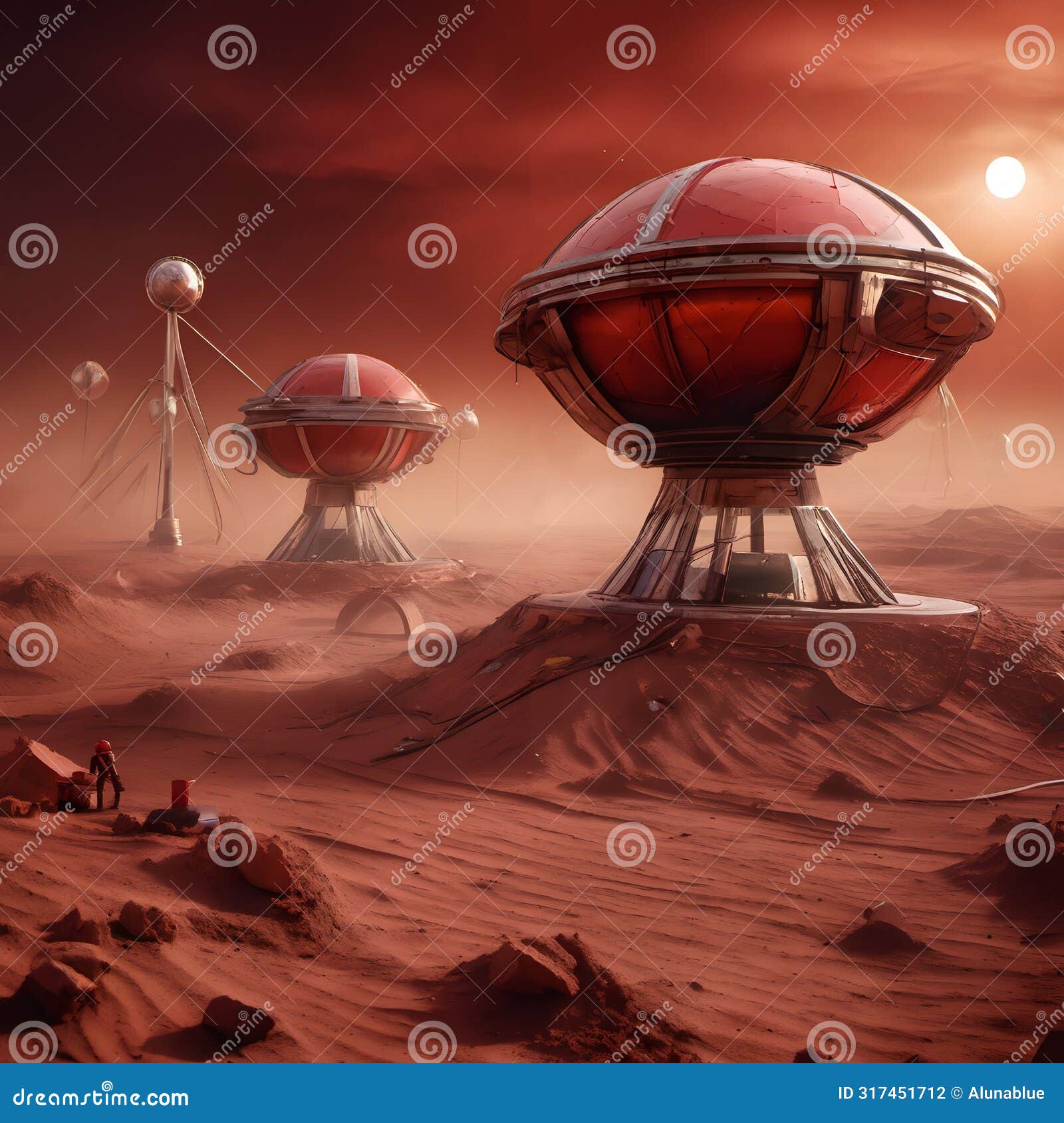Futuristic Mars Colony with Astronaut and Advanced Structures Stock ...