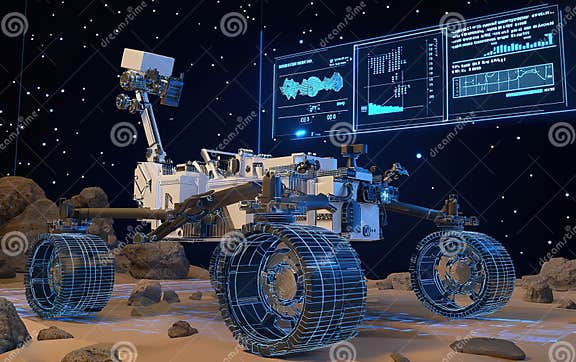 A Futuristic Mars Rover Exploring the Planetary Surface Beneath a ...