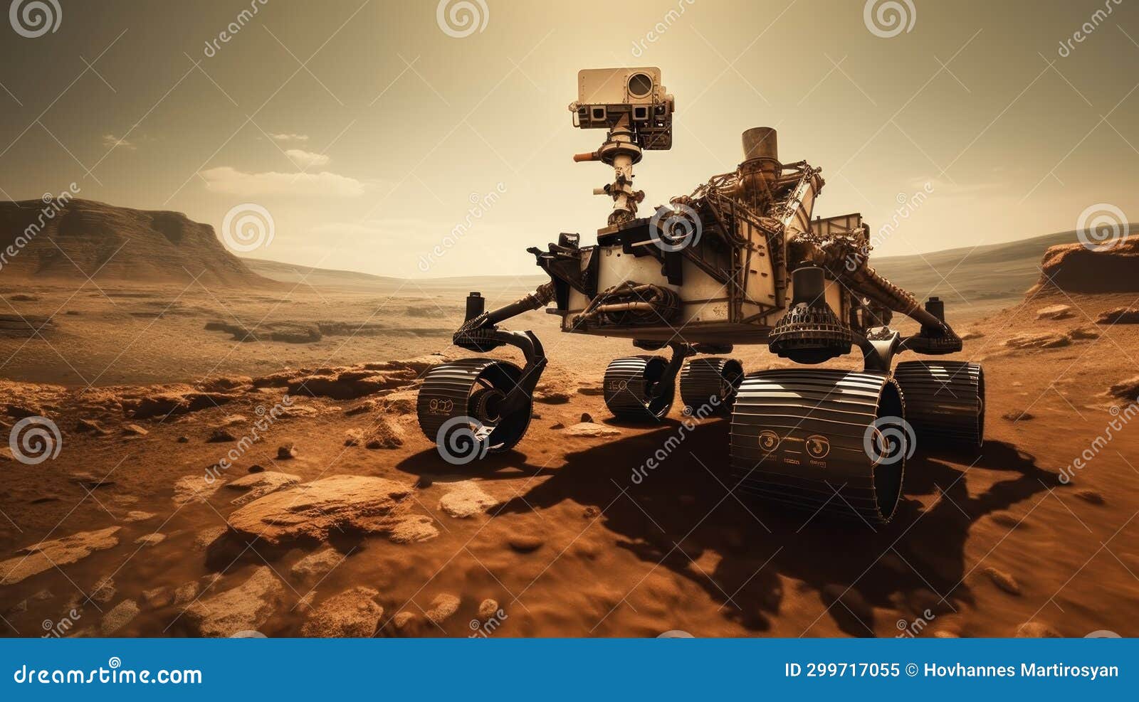 Futuristic Mars Rover Exploring the Surface of the Planet Mars Stock ...
