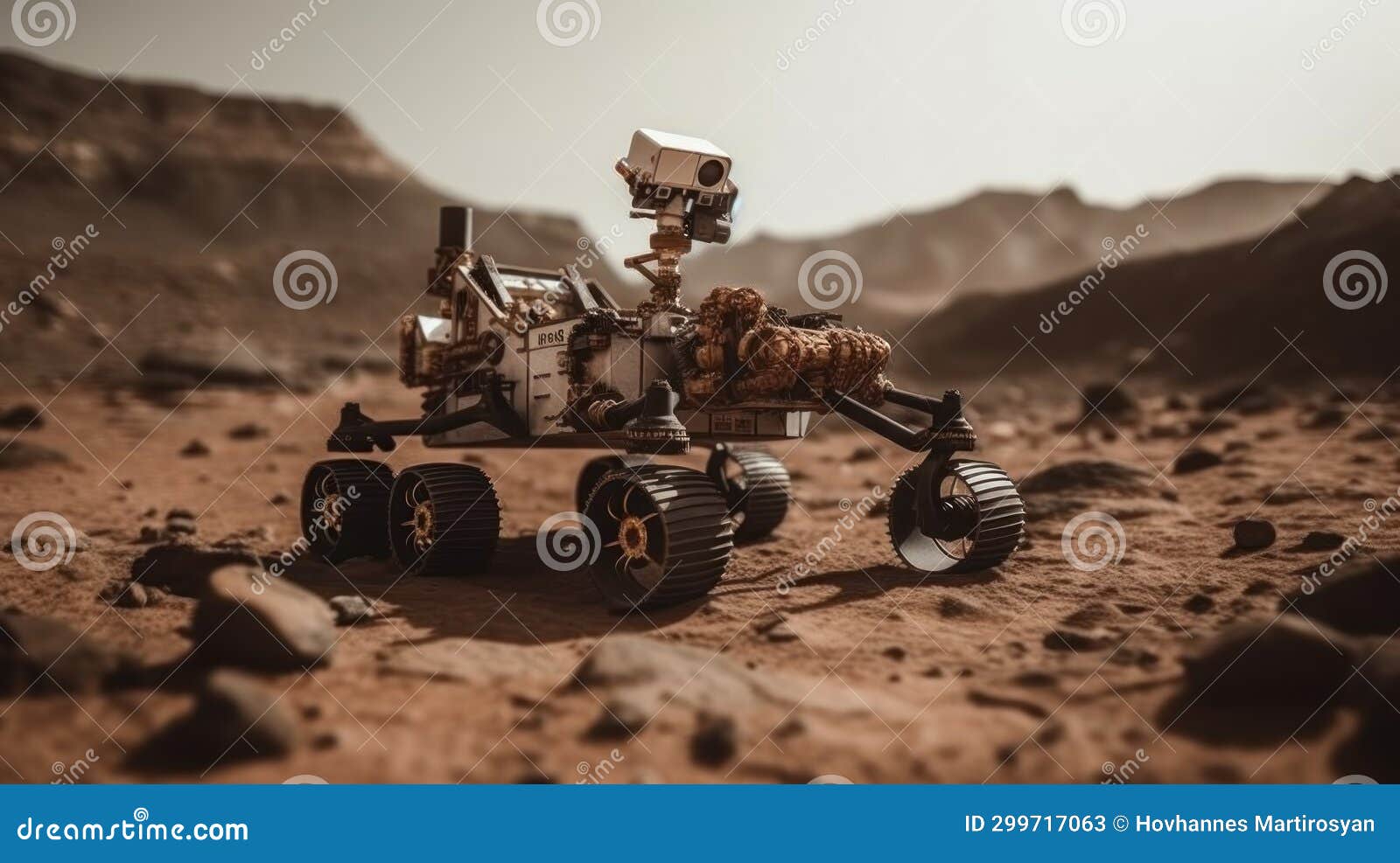 Futuristic Mars Rover Exploring the Surface of the Planet Mars Stock ...
