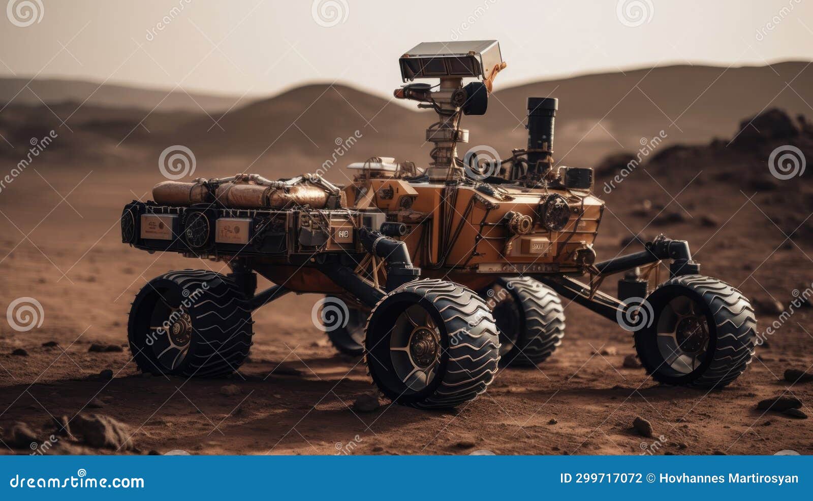 Futuristic Mars Rover Exploring the Surface of the Planet Mars Stock ...