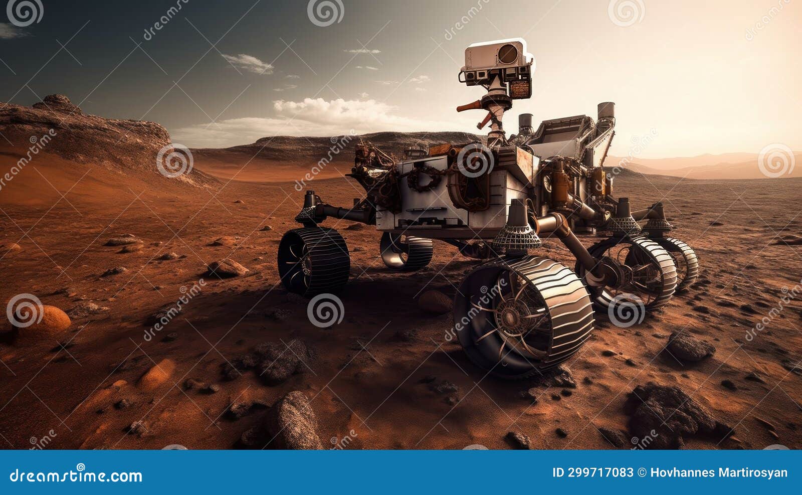 Futuristic Mars Rover Exploring the Surface of the Planet Mars Stock ...