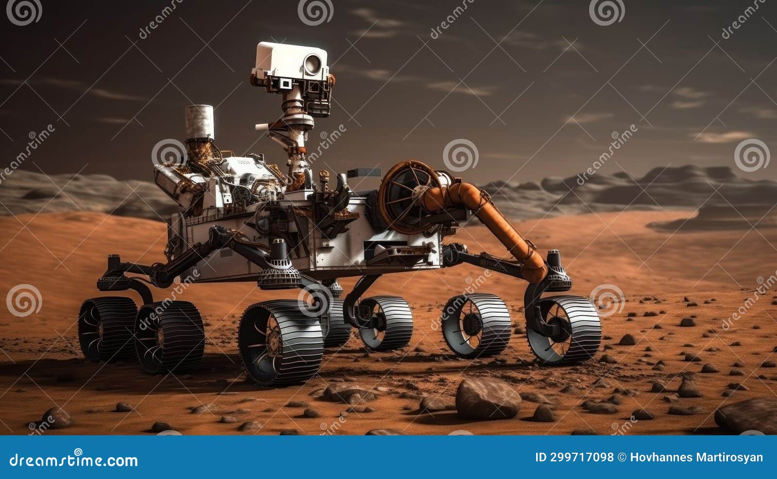 Futuristic Mars Rover Exploring the Surface of the Planet Mars Stock ...