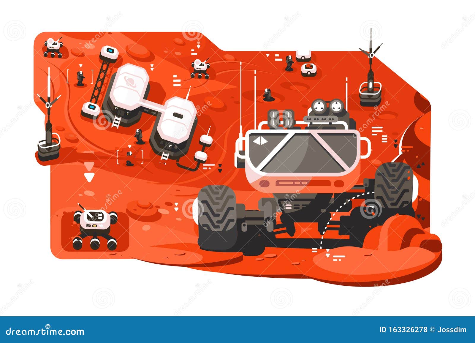 Futuristic mars rover stock vector. Illustration of graphic - 163326278