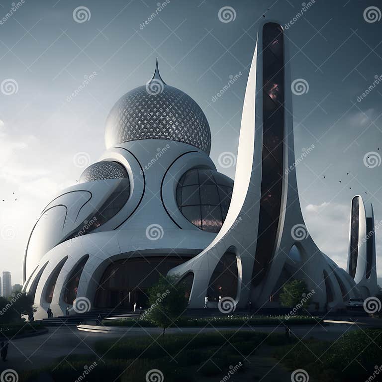 Evolving Skyscape, a Captivating 3d Render of a Futuristic Urban Landscape Stock Illustration ...