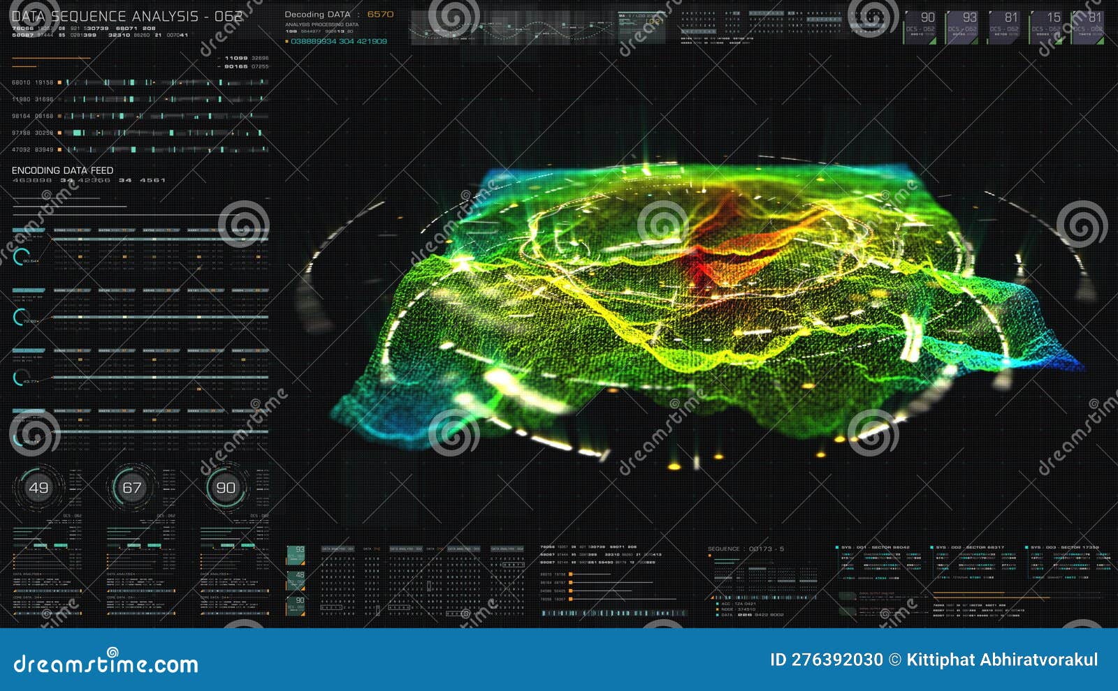 Futuristic Matrix Data Simulation HUD Background Stock Illustration ...