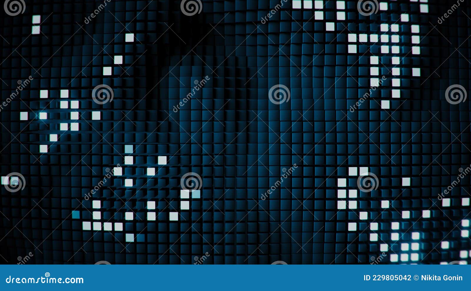 Futuristic Matrix of Glowing Blue Cubes 3D Rendering Illustration Stock ...