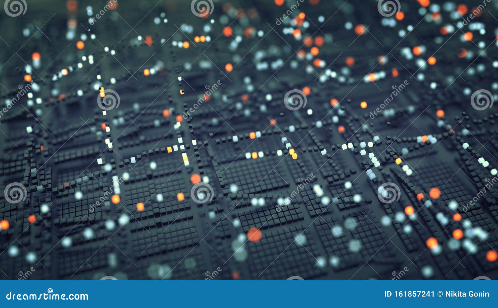 Futuristic Matrix of Glowing Cubes 3D Render Illustration Stock ...