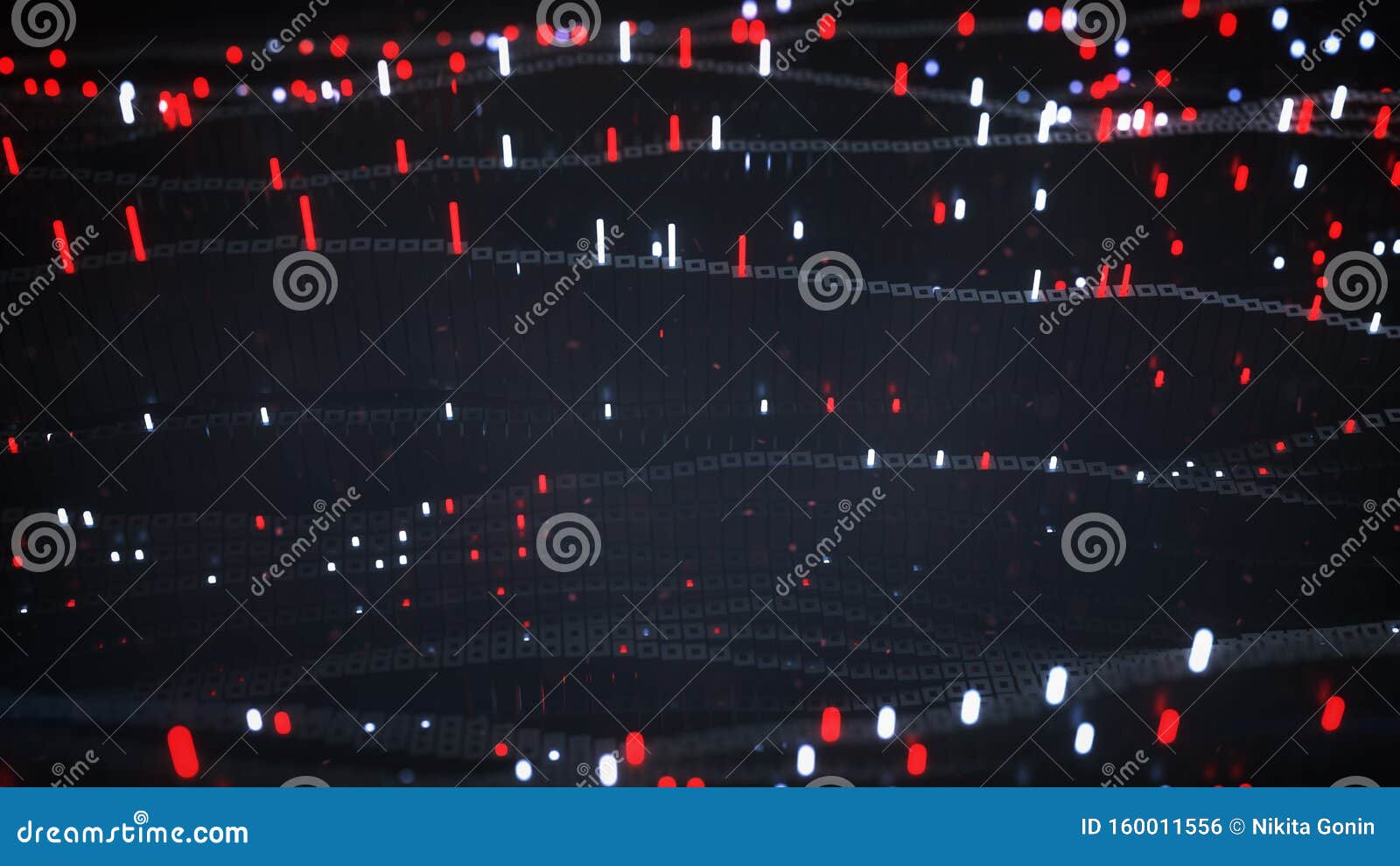 Futuristic Matrix of Glowing Red Cubes 3D Rendering Stock Illustration ...