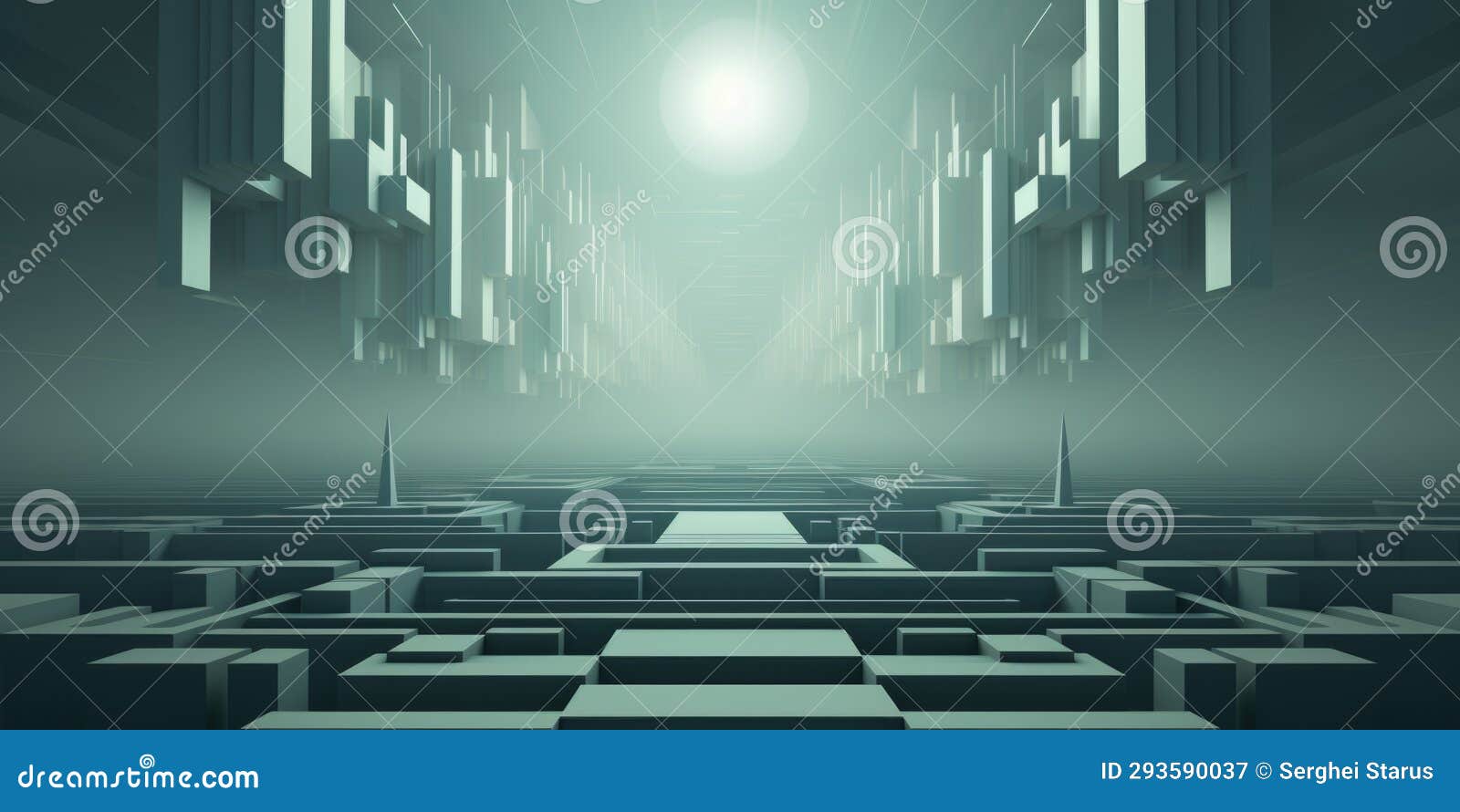 A Futuristic Maze with a Light Shining through it, AI Stock ...