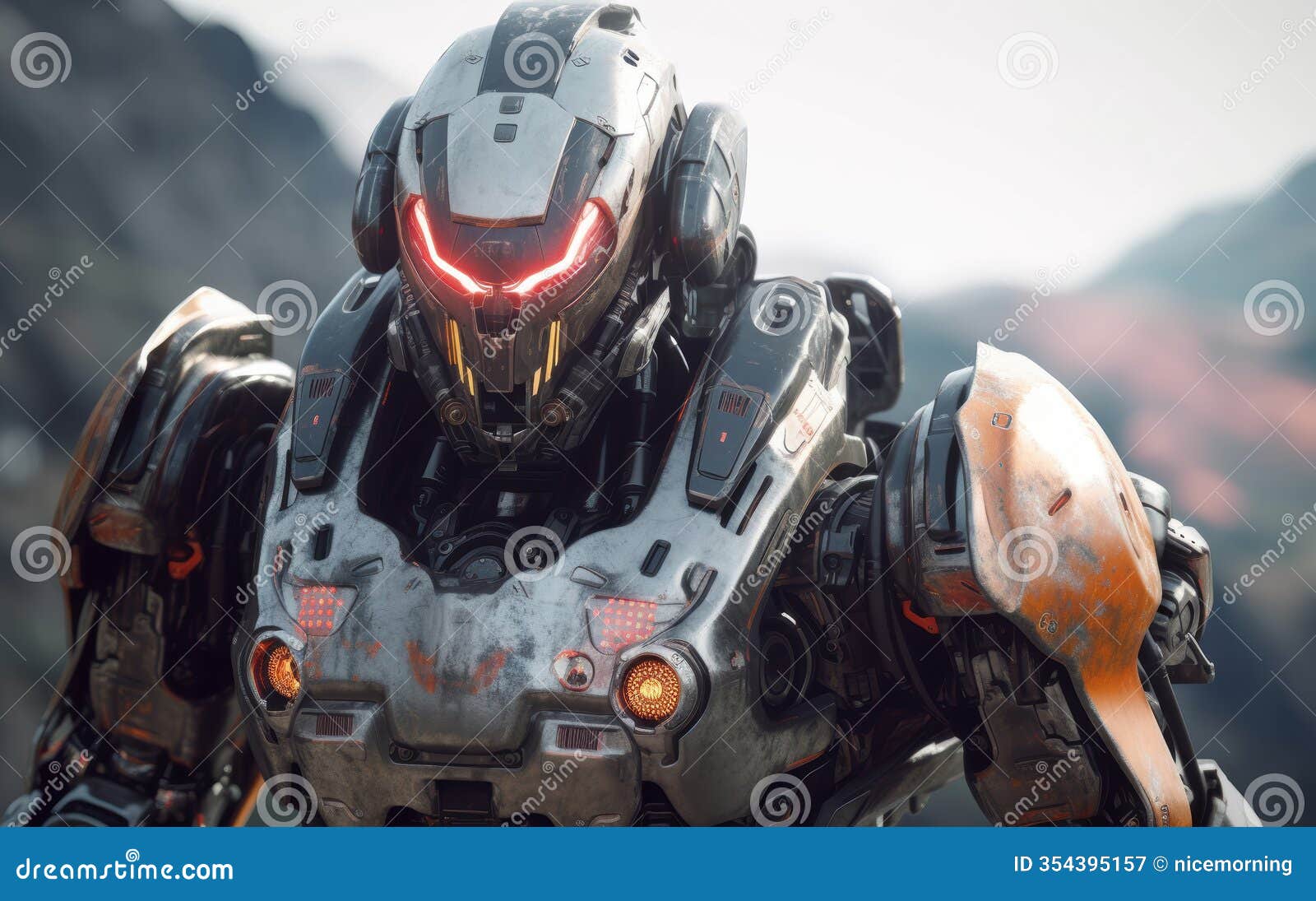 Futuristic Mech Warrior. Created by Generative Artificial Intelligence ...