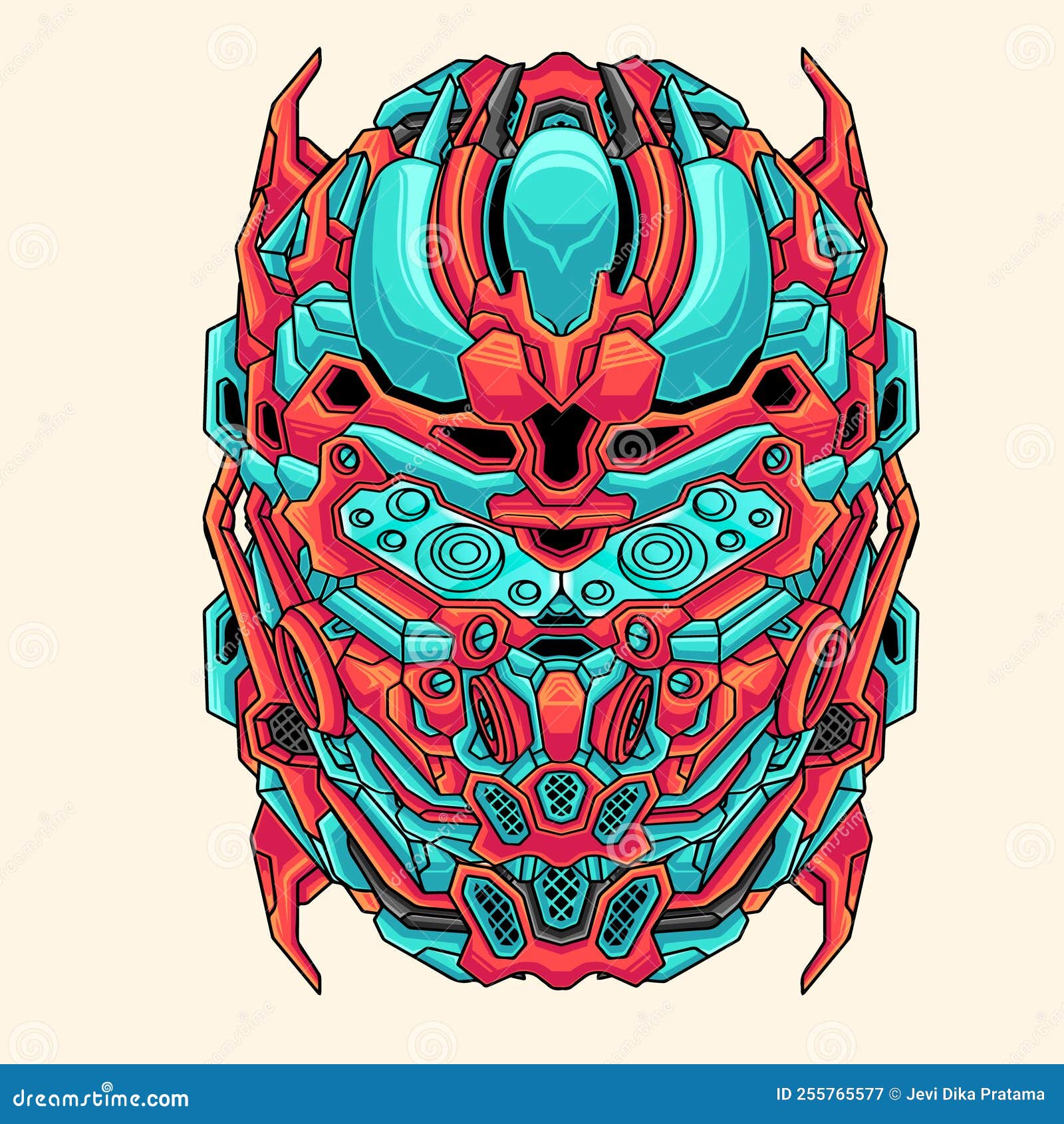 Futuristic Mecha Robot Head Illustration Design Stock Vector ...