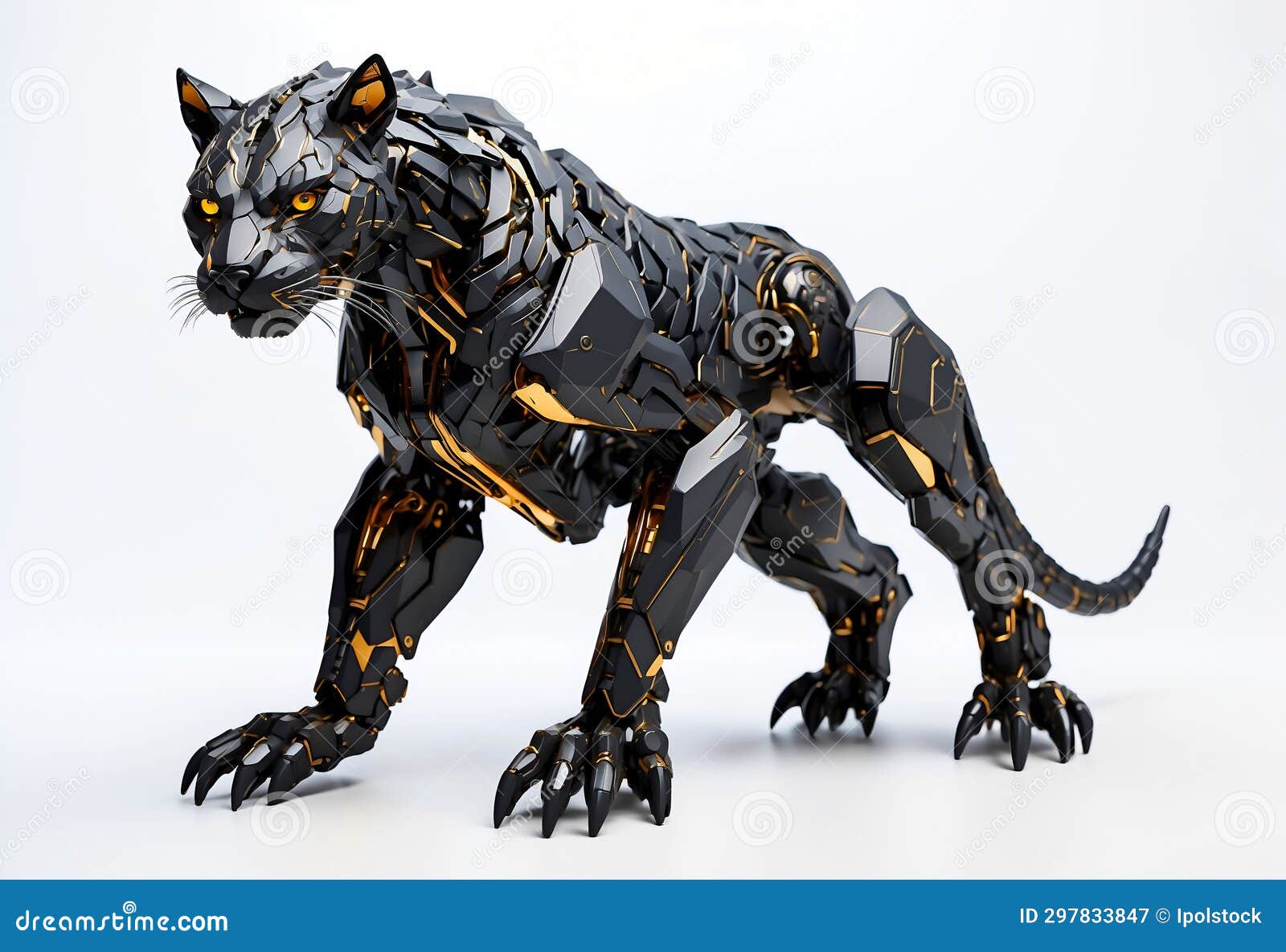 Futuristic, Mechanical Cybernetic Panther Isolated On A White ... Futuristic, Mechanical Cybernetic Panther Isolated On A White ...