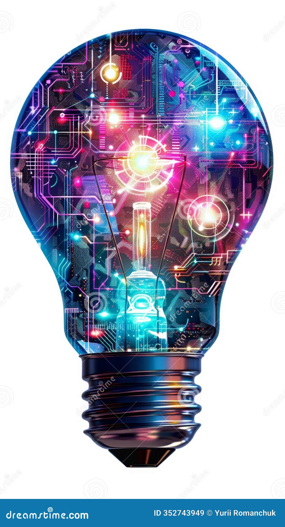 Futuristic Mechanized Lightbulb Design with Holographic Textures and ...
