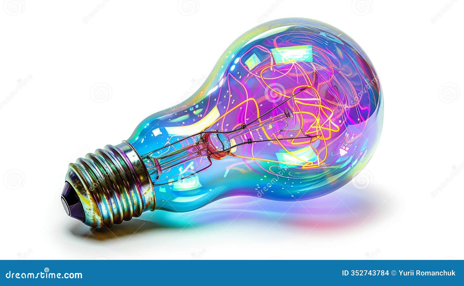 Futuristic Mechanized Lightbulb with Neon Circuits and Holographic ...