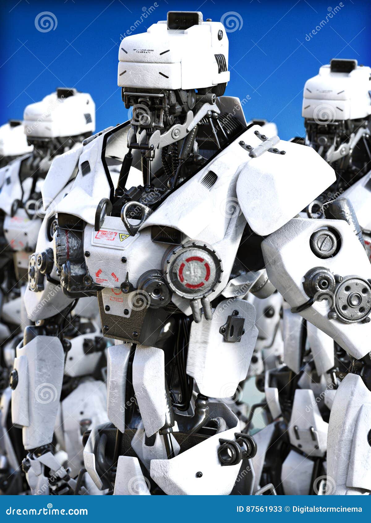 Futuristic Mechanized Robot`s Standing Ready. Stock Illustration ...