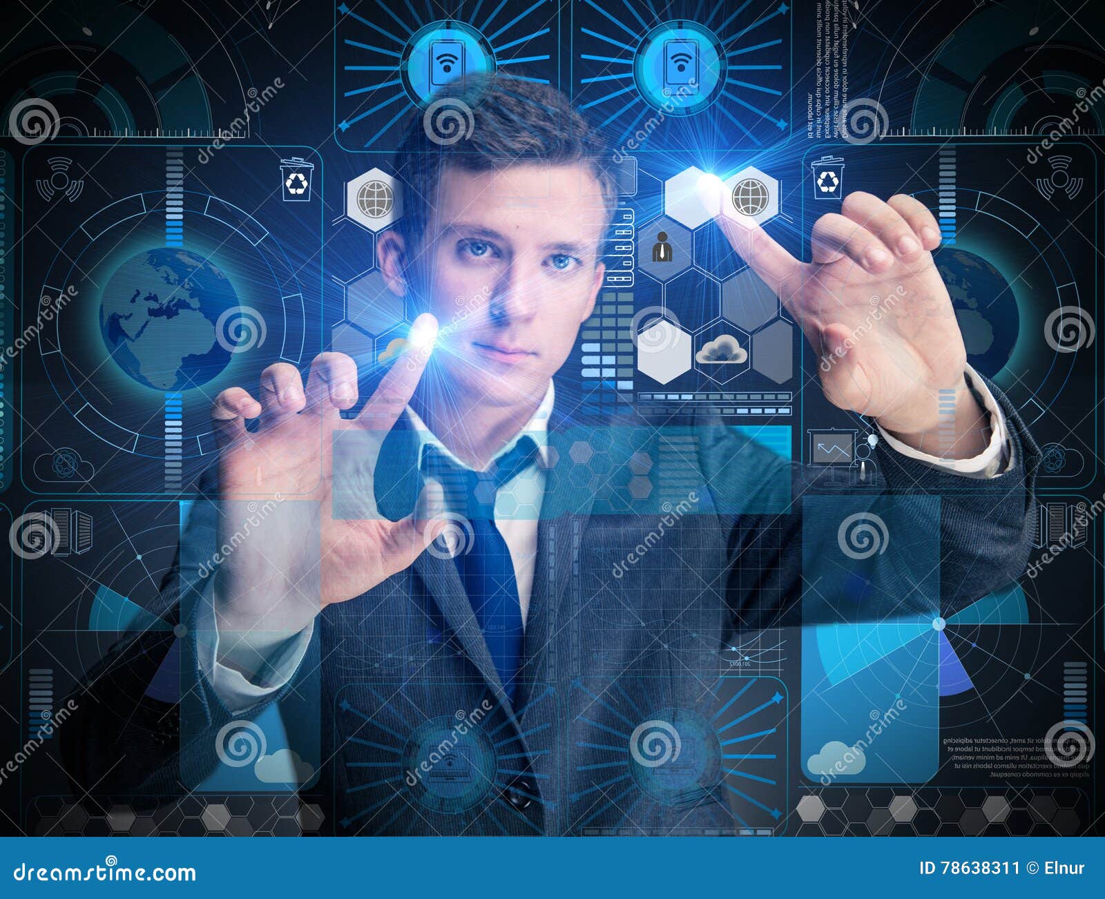 The Futuristic Media Sharing Concept with Man Stock Image - Image of ...