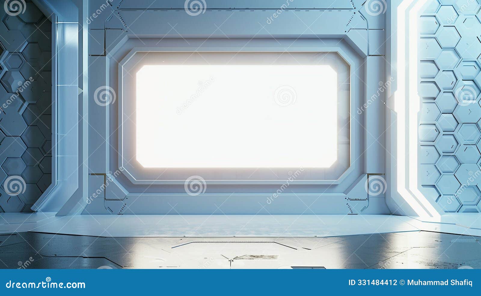 A Futuristic Media Wall With A Blank Screen LCD, Integrated Into A ...