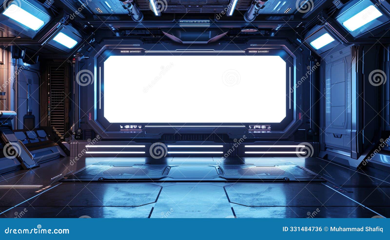 A Futuristic Media Wall with a Blank Screen LCD, Integrated with Touch ...