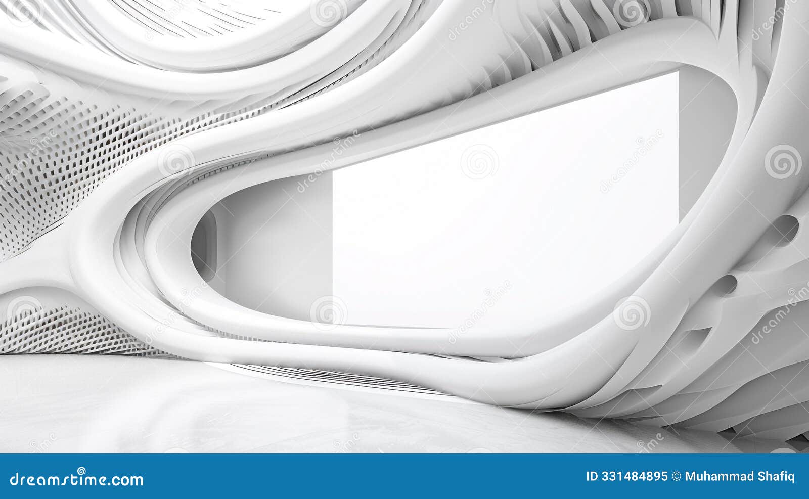 A Futuristic Media Wall with a Blank Screen LCD, Integrated into a ...