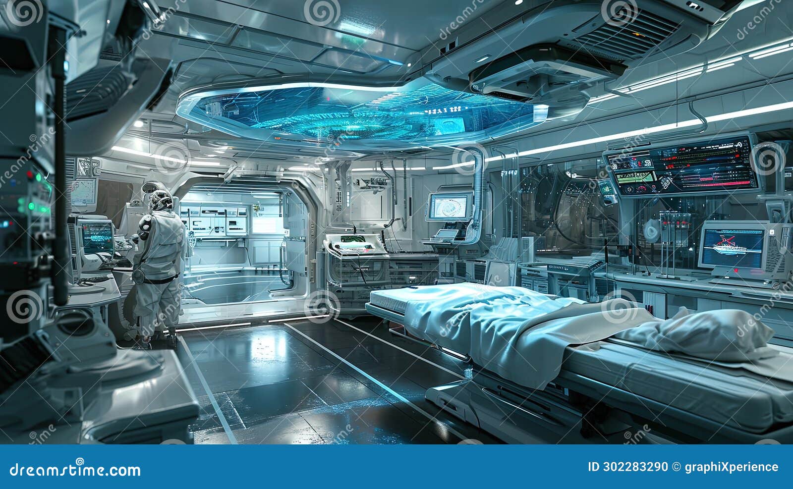Futuristic Medical Bay stock illustration. Illustration of electronics ...