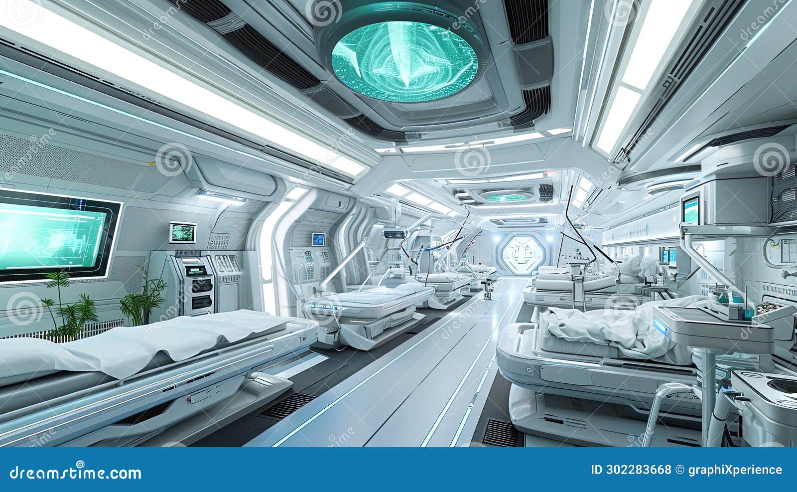 Futuristic Medical Bay stock illustration. Illustration of holographic ...