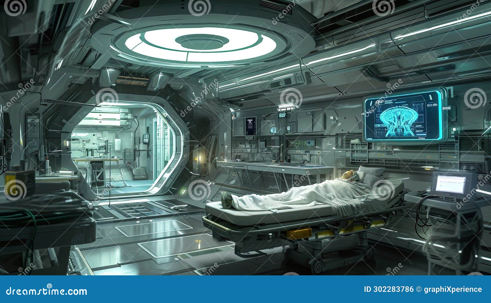 Futuristic Medical Bay stock illustration. Illustration of interior ...