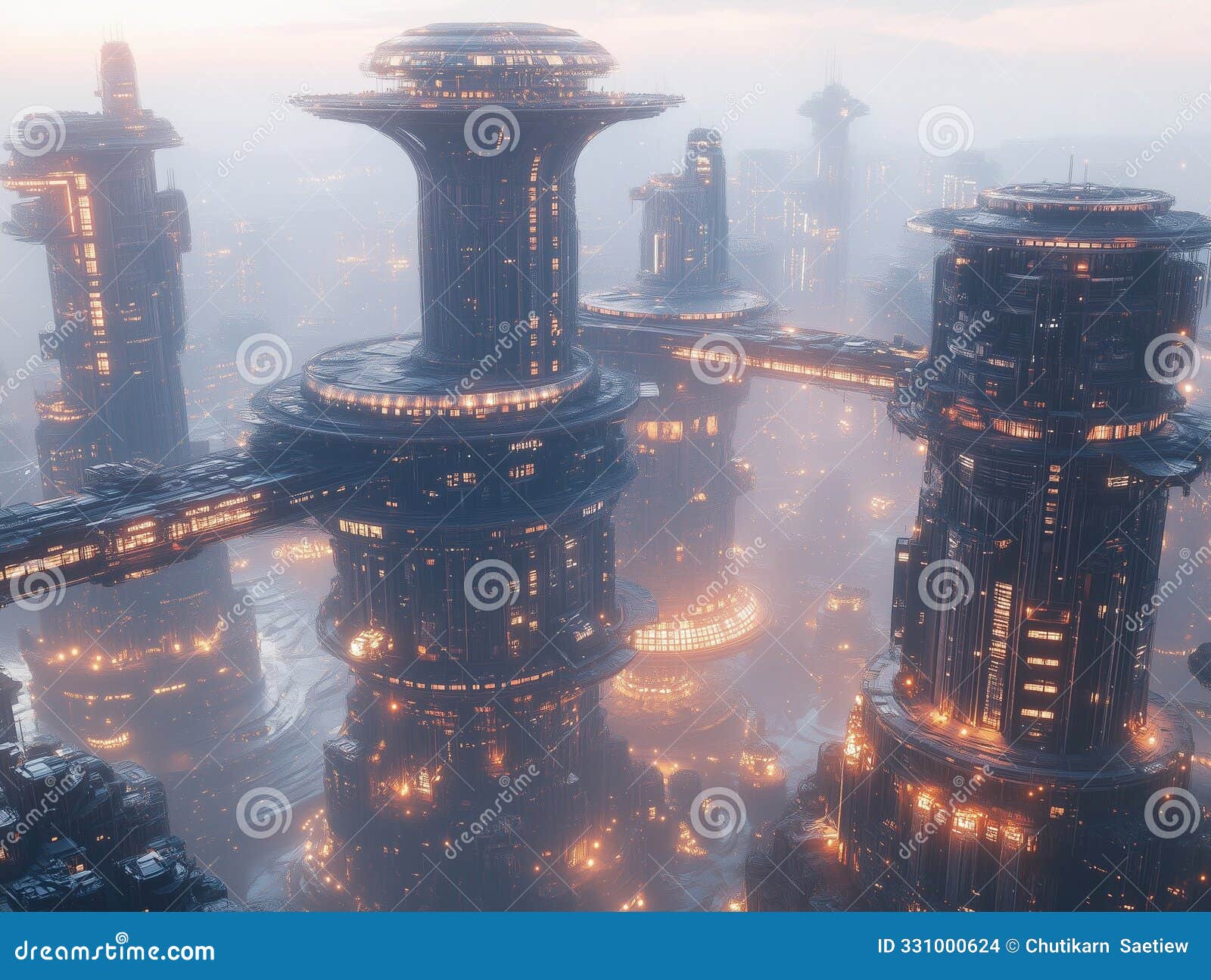 Futuristic Megacity Skyline, AI Generated Stock Illustration ...