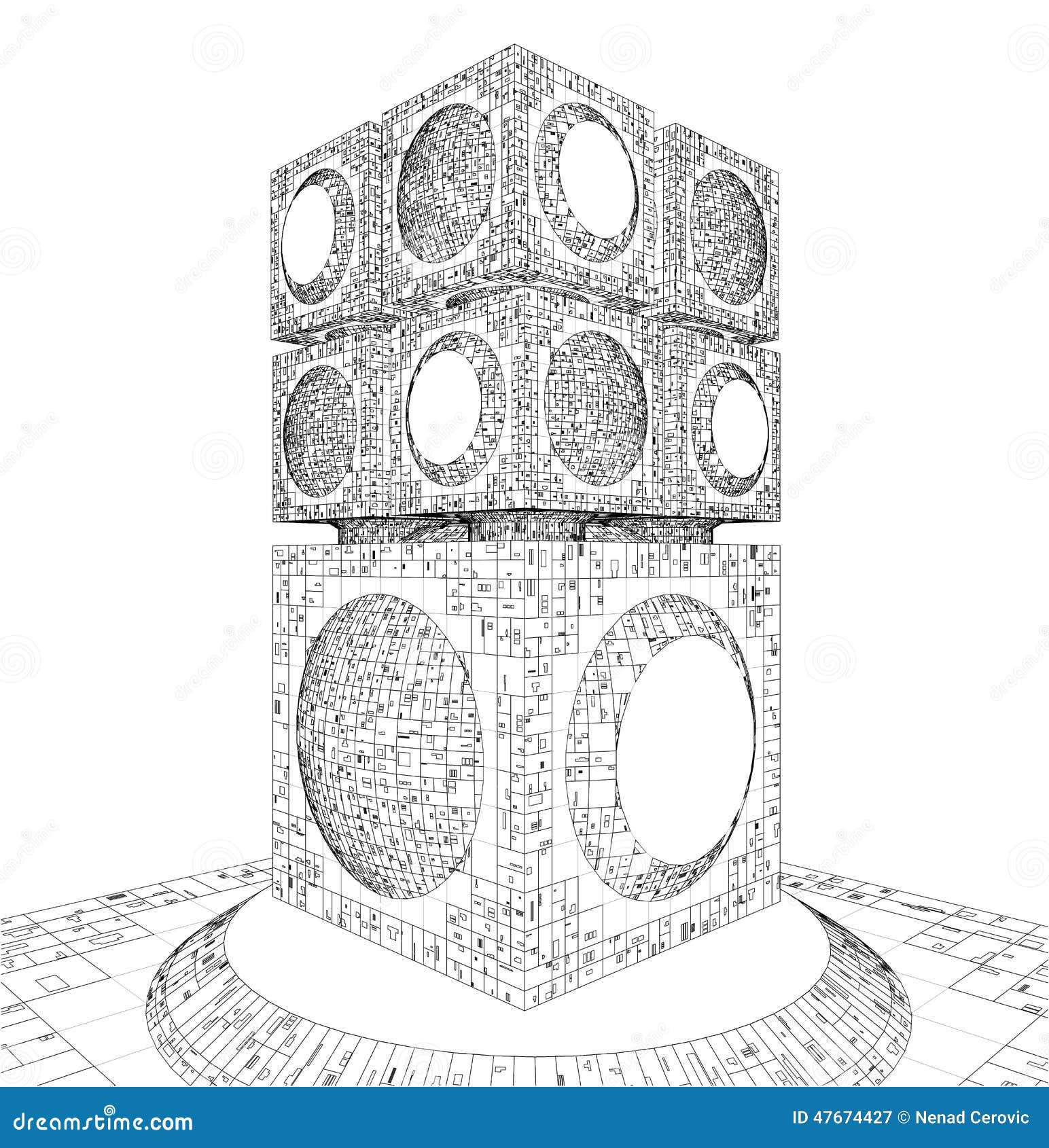 Futuristic Megalopolis City Skyscraper Structure Stock Illustration ...