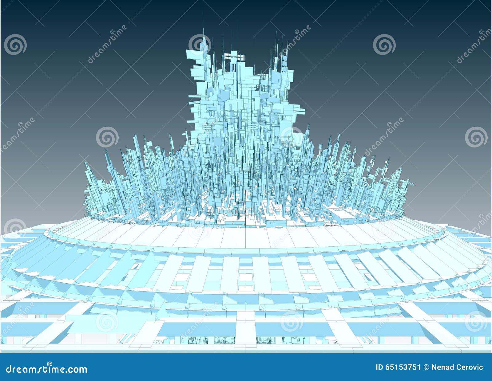 Futuristic Megalopolis City of Skyscrapers Vector Stock Illustration ...