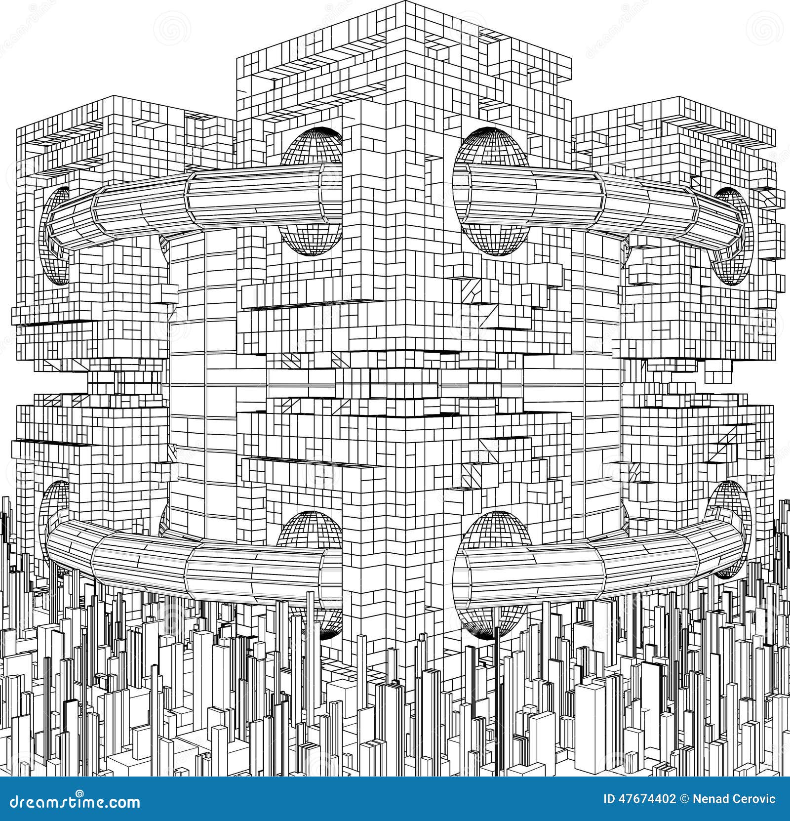 Futuristic Megalopolis City Structure Stock Illustration - Illustration ...