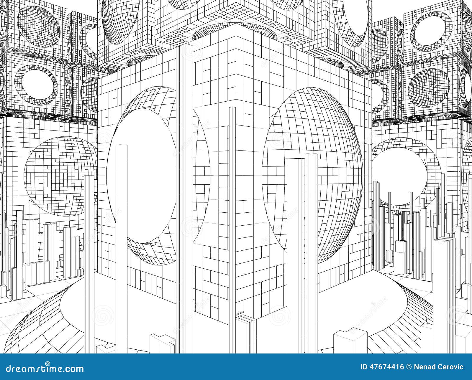 Futuristic Megalopolis City Structure Stock Illustration - Illustration ...