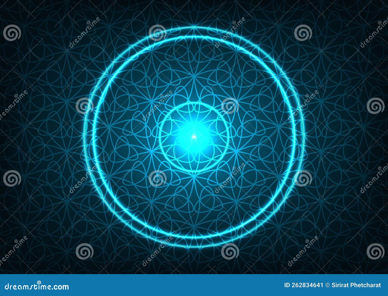 Futuristic Blue Pattern Messy Lines Neon Circle Background Stock Vector ...
